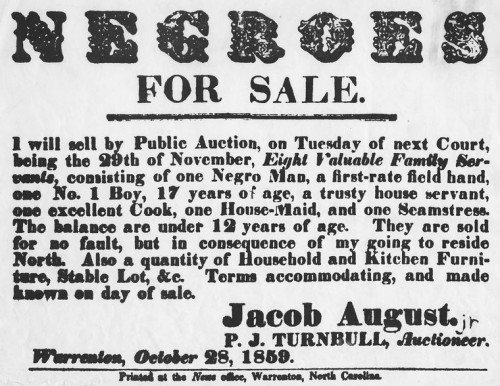 1859 Ad Advertising Slaves For Sale - Sociological Images