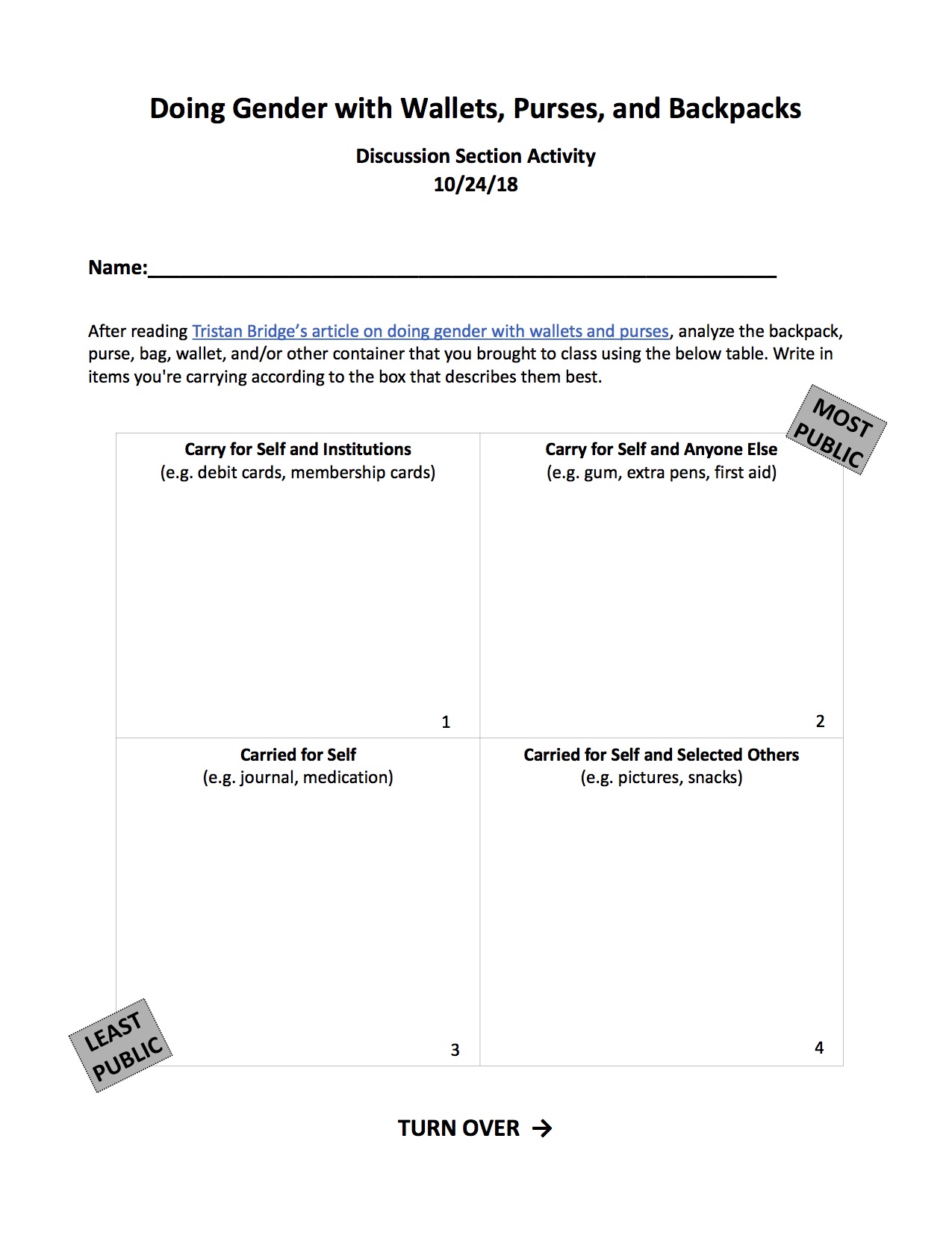 Doing Gender with Backpacks - Teaching TSP